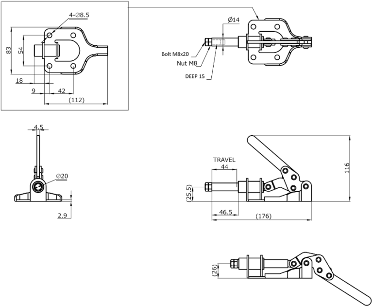 Kakuta No.51 Straight Line Clamp | Kouei Japan Trading | Get Quotation